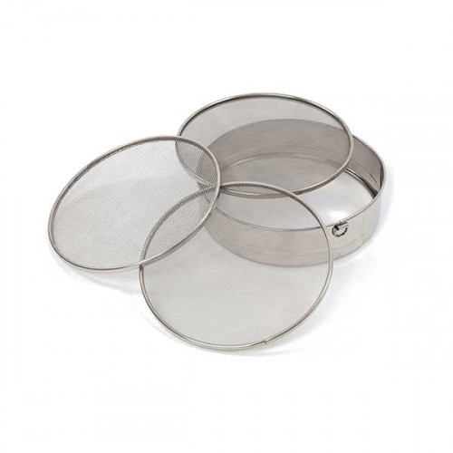 Stainless steel sieve with interchangeable bottoms